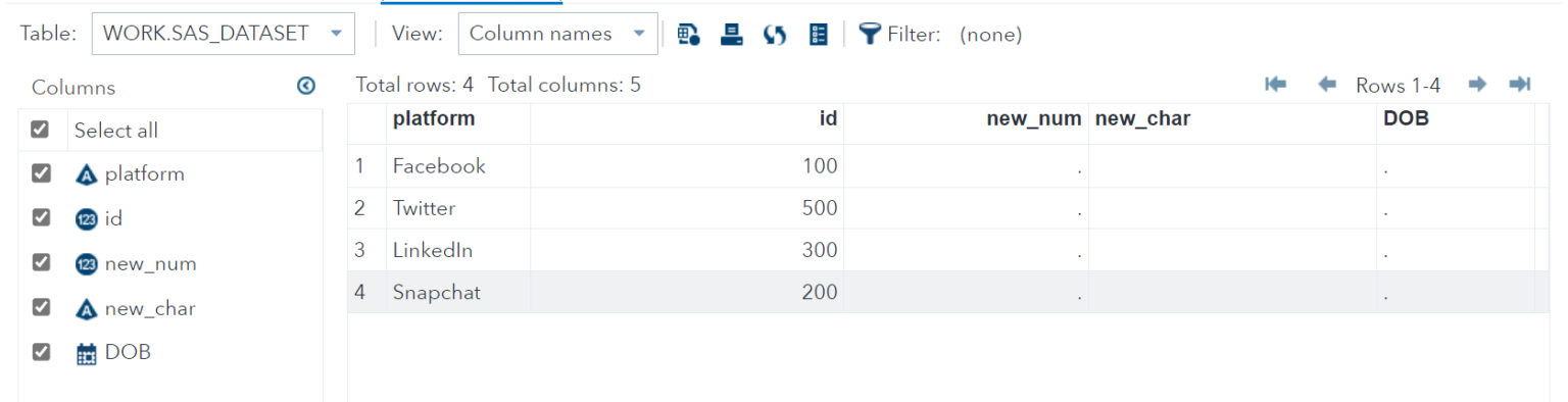 Proc Sql How To Alter Table And Update Columns In Sas Data Set Learn Sas Code